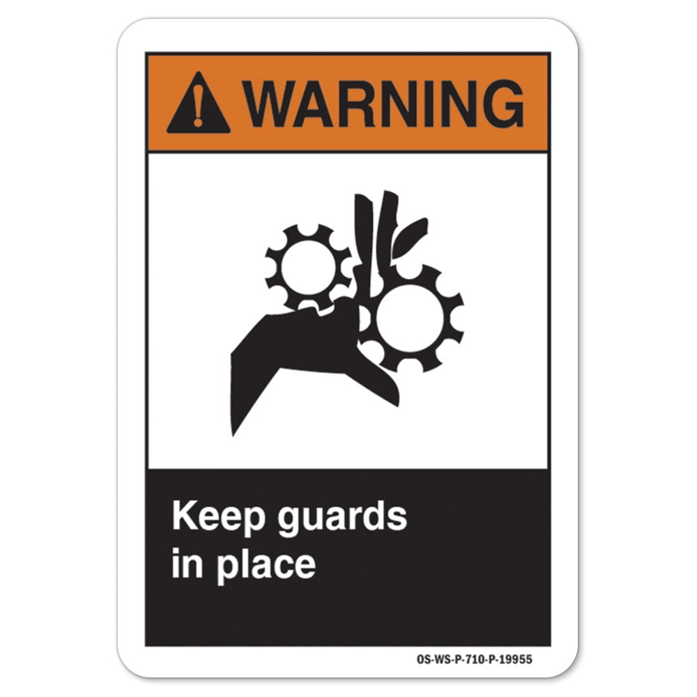 ANSI Warning Sign - Keep Guards In Place | Plastic Sign | Protect Your ...