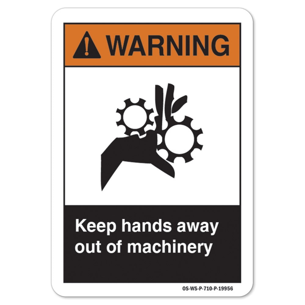 ANSI Warning Sign - Keep Hands Away Out Of Machinery | Decal | Protect ...