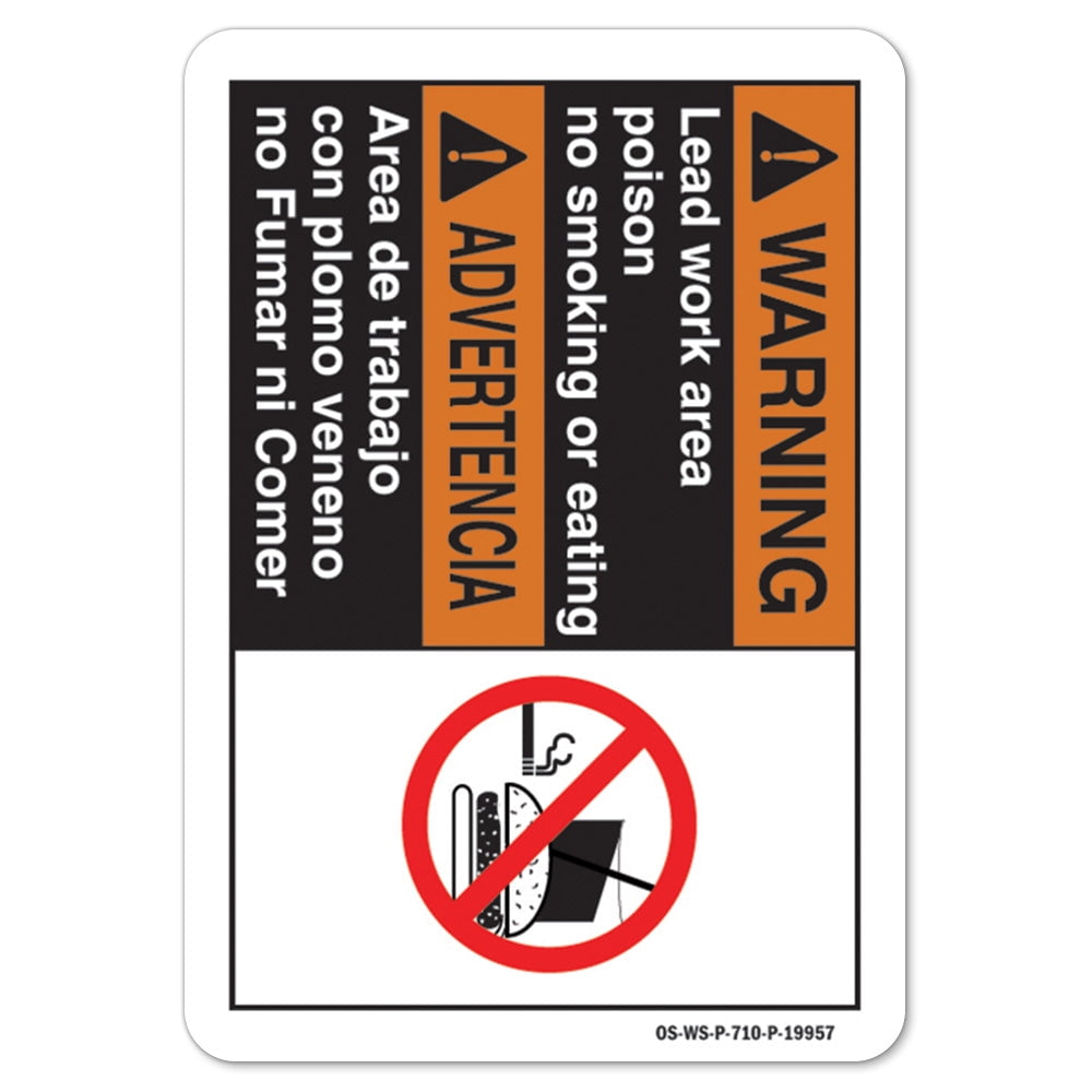 ANSI Warning Sign - Lead Work Area Poison No Smoking Or Eating ...