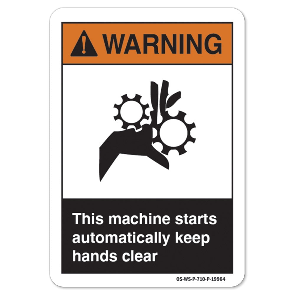 ANSI Warning Sign - This Machine Starts | Decal | Protect Your Business ...
