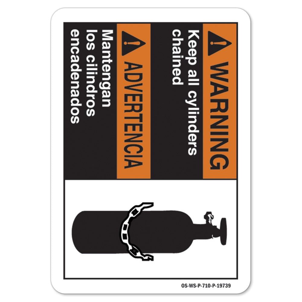 ANSI Warning Sign - Warning Keep All Cylinders Chained Bil | Plastic ...