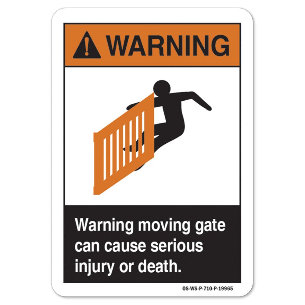 ANSI Warning Sign - Warning Moving Gate | Plastic Sign | Protect Your ...