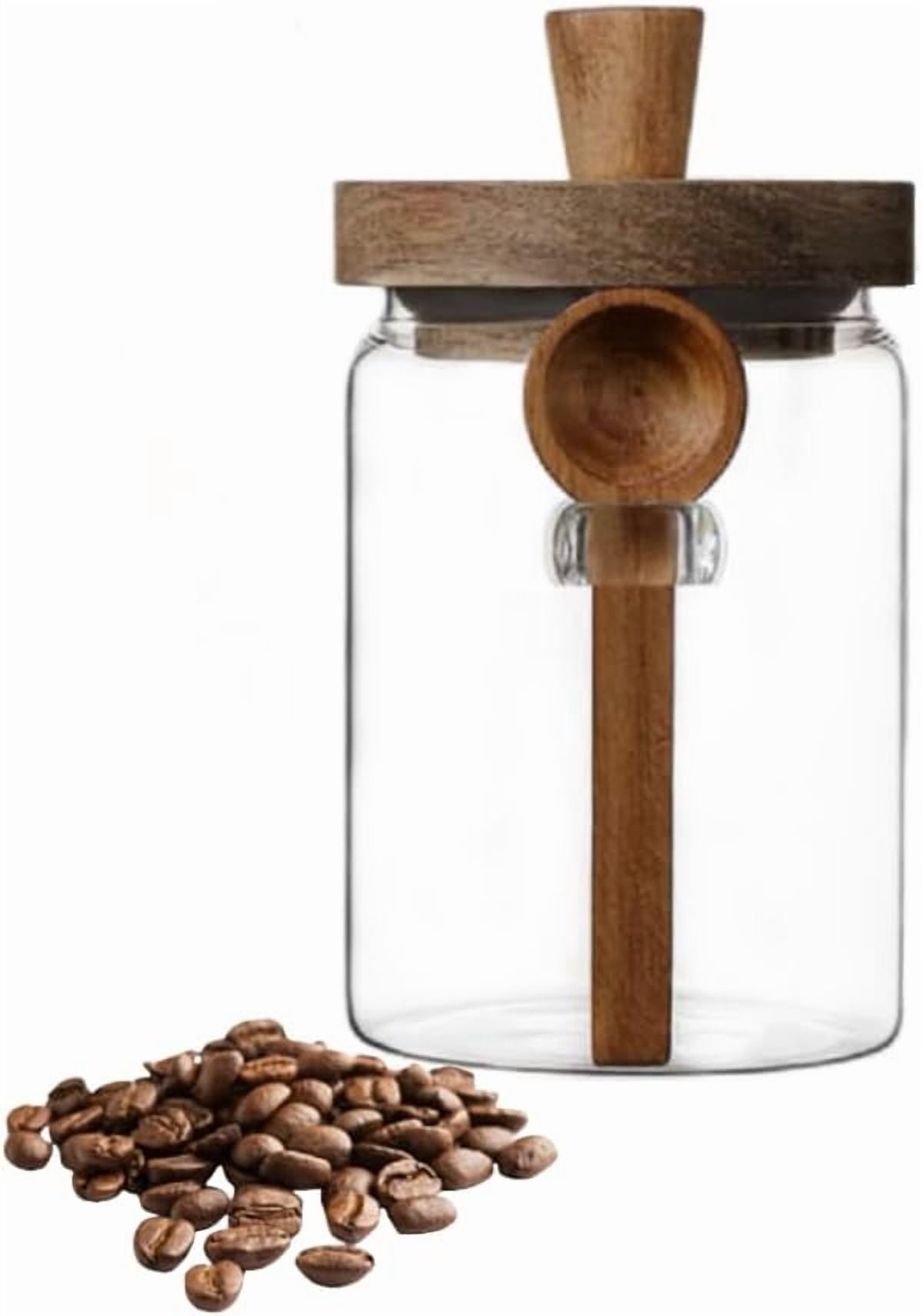 ANSQU Glass Jar with Wooden Lid & Spoon, 27oz Food Storage Containers ...