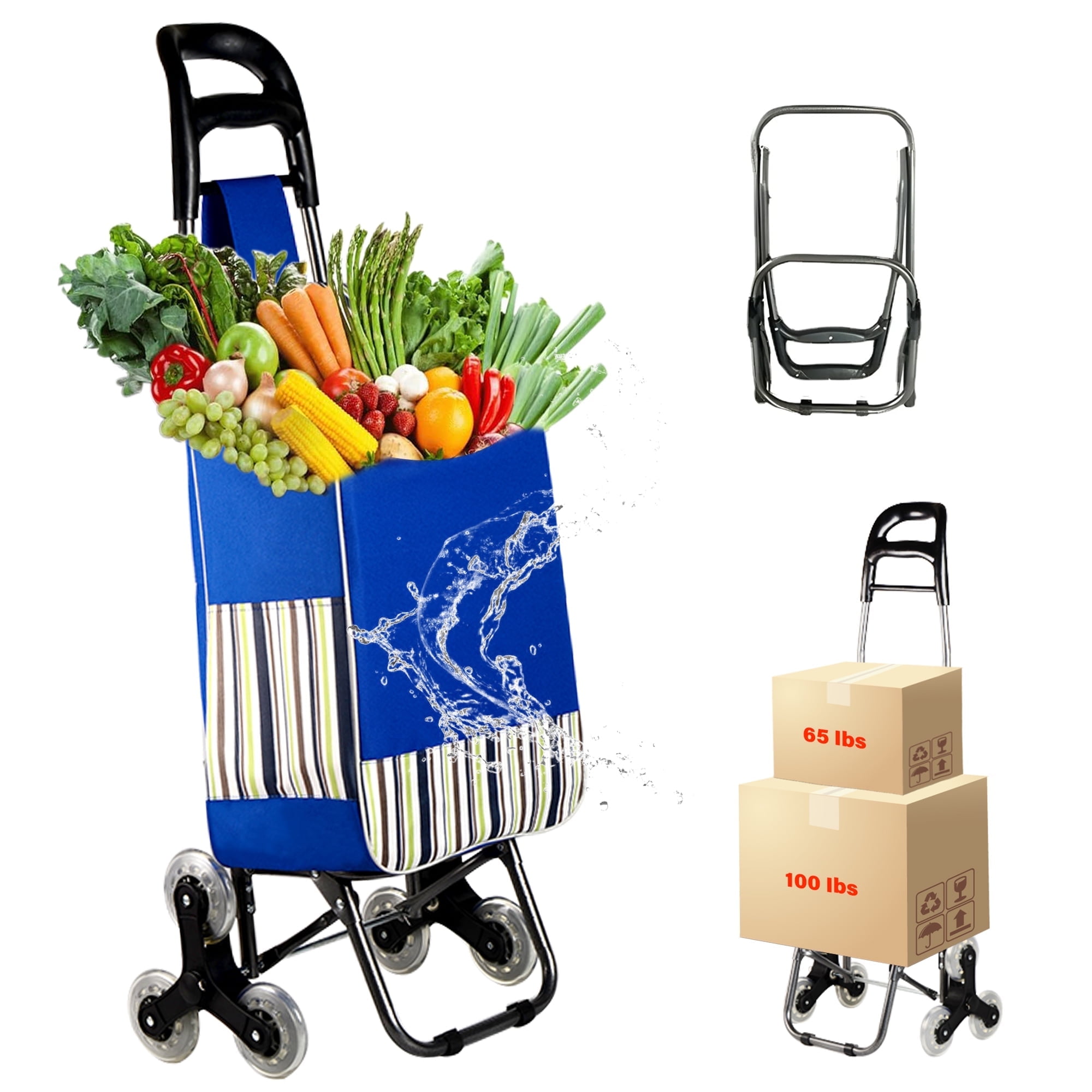 ANSTING Foldable Shopping Cart for Groceries with Wheels, Heavy Duty ...