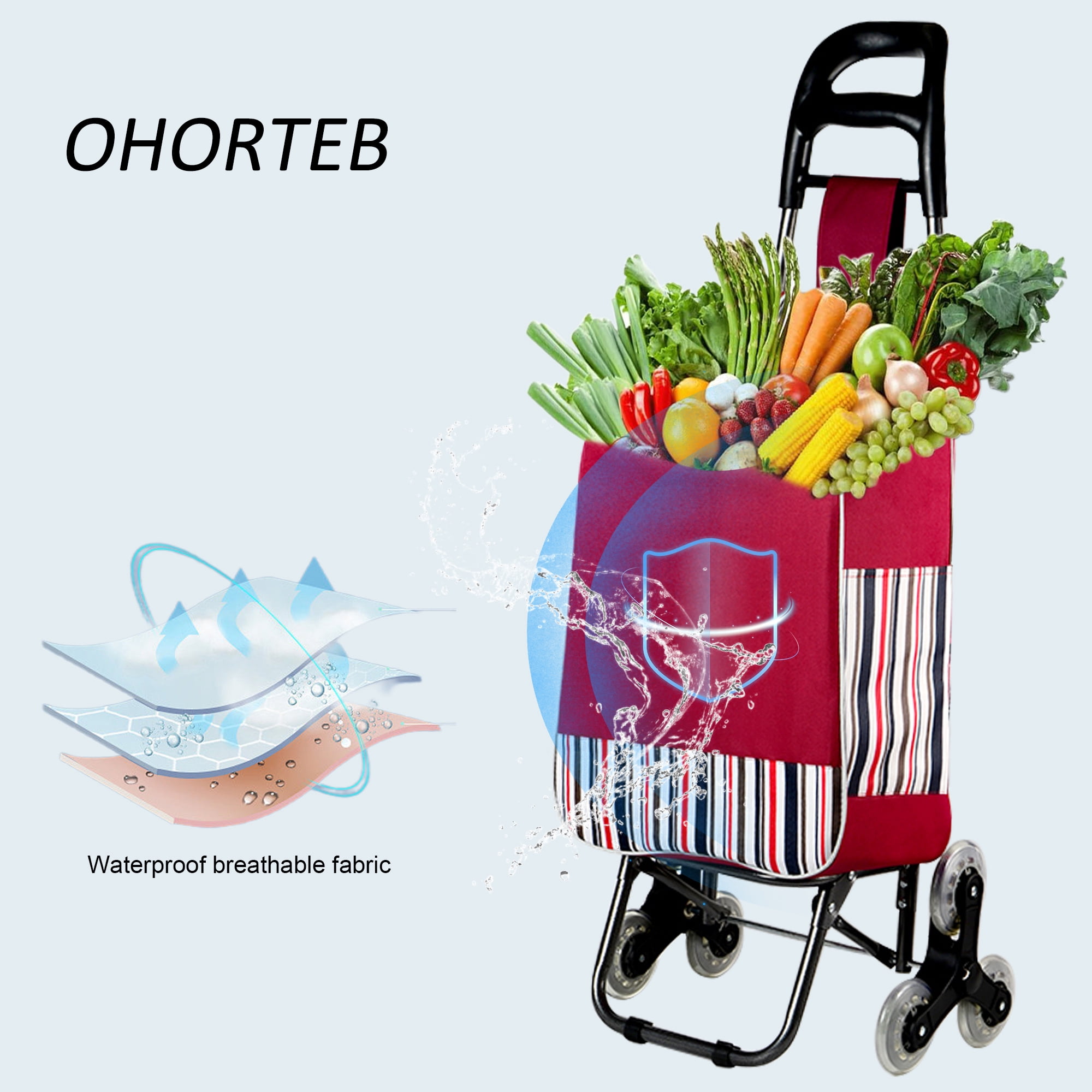 OHORTEB Collapsible Foldable Wagon, Beach Cart Capacity, Heavy Duty ...