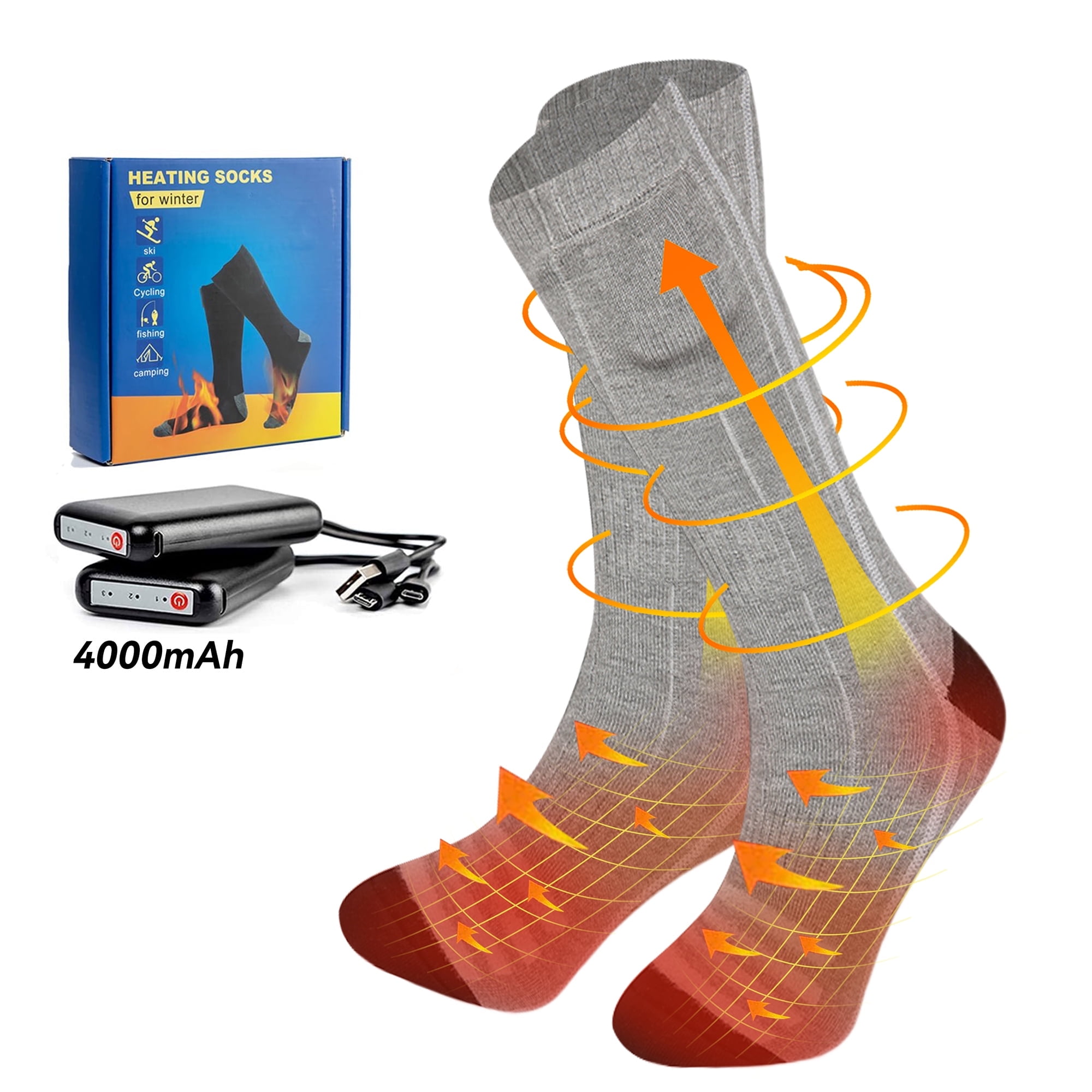 ANSTING Heated Socks for Men Women 4000mAh Rechargeable Electric ...
