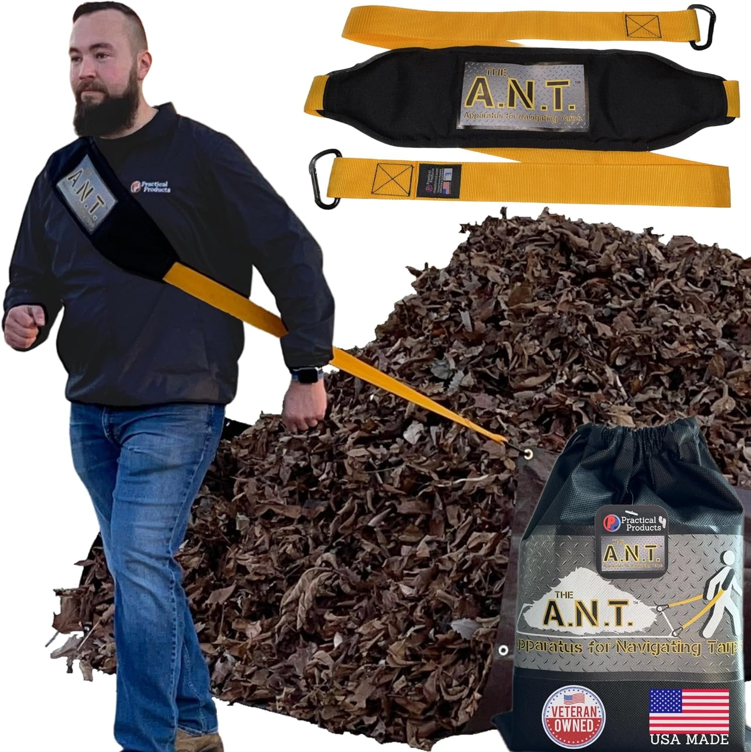The ANT | Heavy Duty Tarp Pulling Strap for Leaves, Snow, Sticks, Grass ...