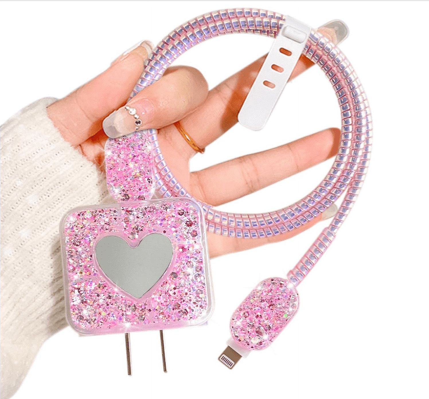 ANTBABA Cute DIY Cable Protector for with Mirror,Glitter Love Heart ...