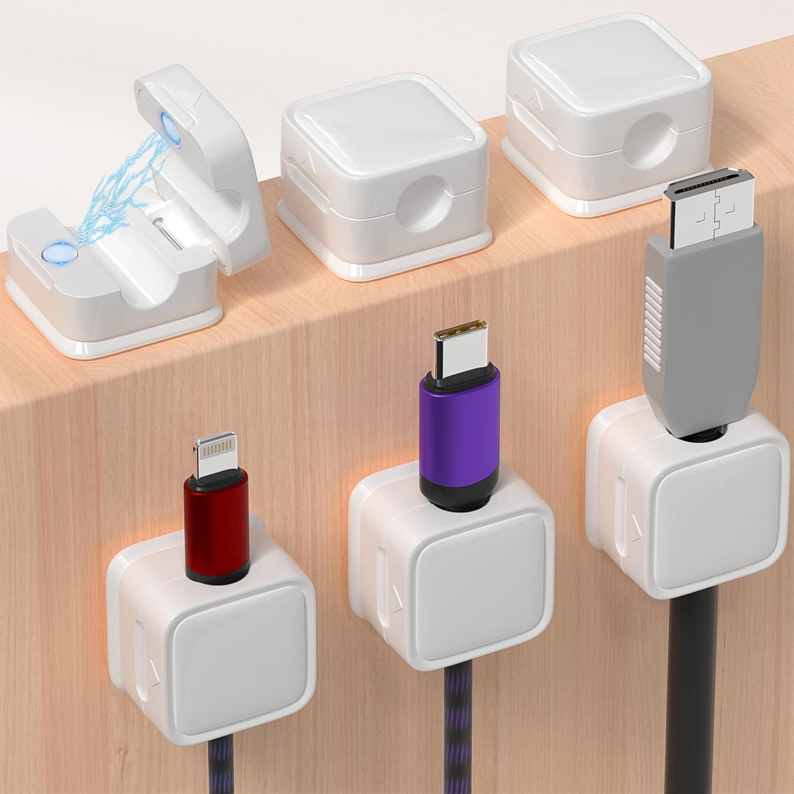 ANTBABA Magnetic Desk Cable Clips Adjustable Cord Organizer Holder Hide ...