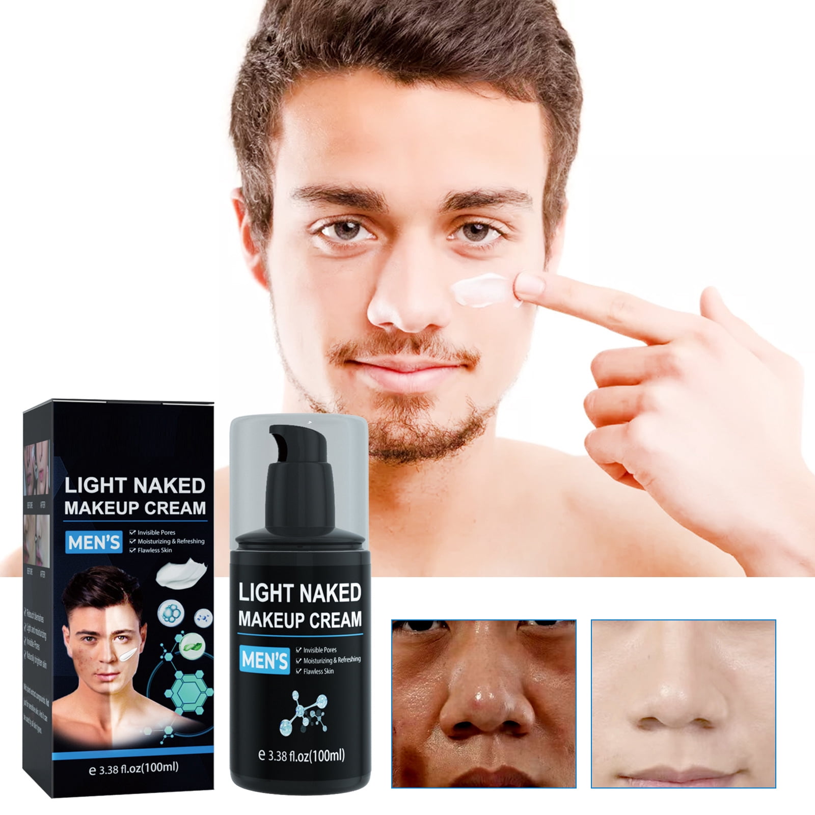 ANTBABA Mens Face Moisturizer Cream,Light Naked Makeup Cream,Hydrating ...