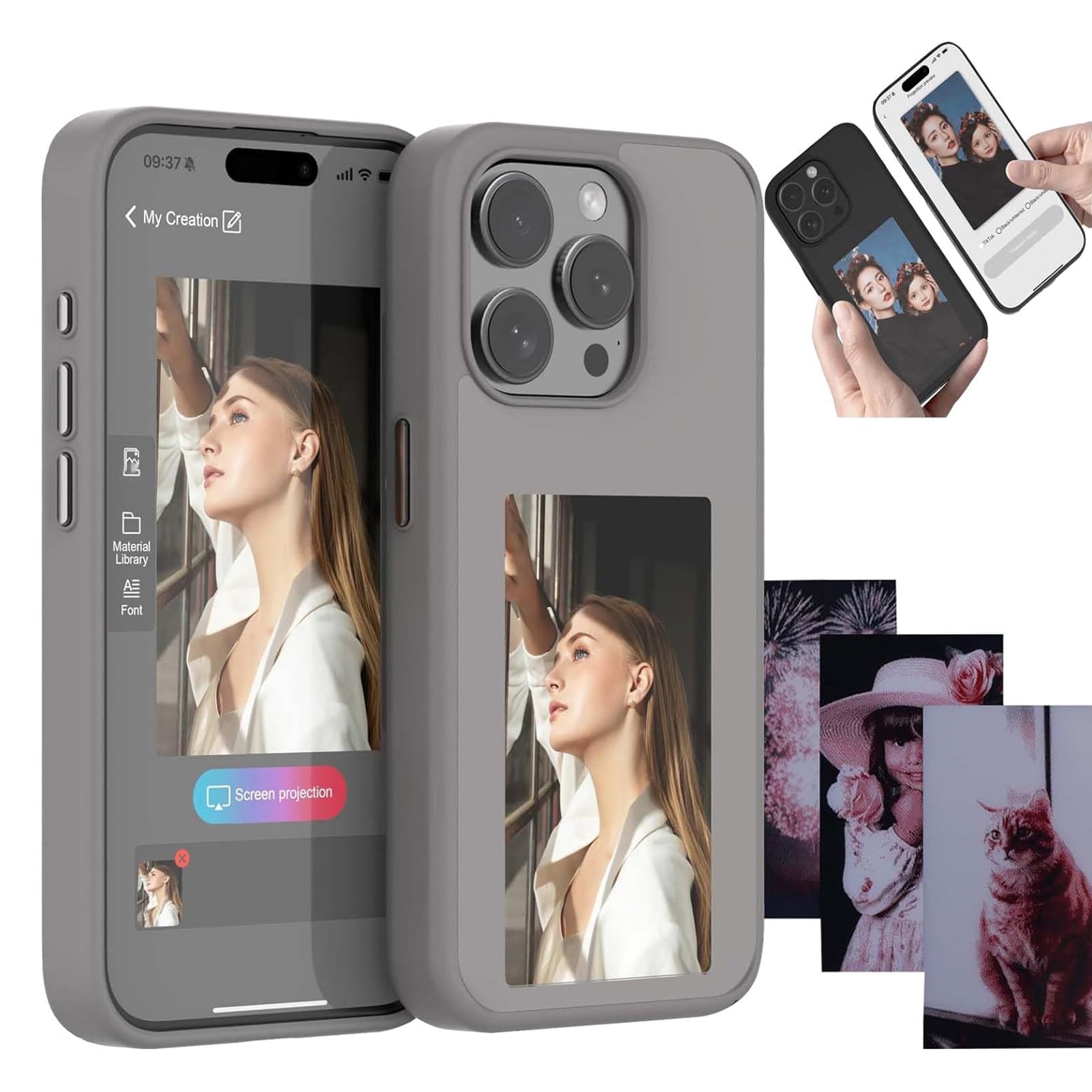 ANTBABA Smart NFC E-Ink Phone Case, Smart Ink Screen Cover for iPhone13/14/15/Pro/Pro Max, Long ...