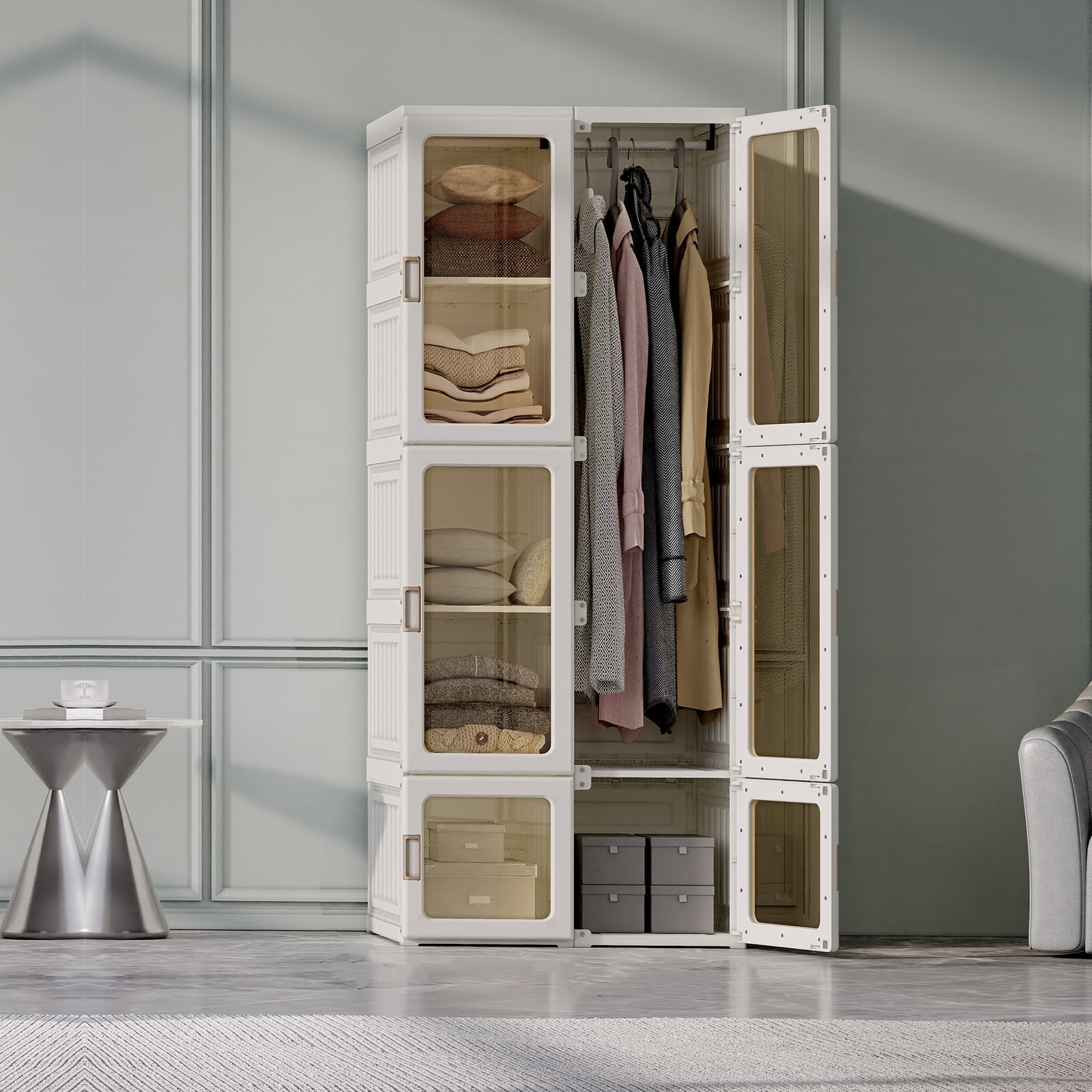 ANTBOX Portable Storage Cabinet, Foldable Plastic Wardrobe, Magnetic ...