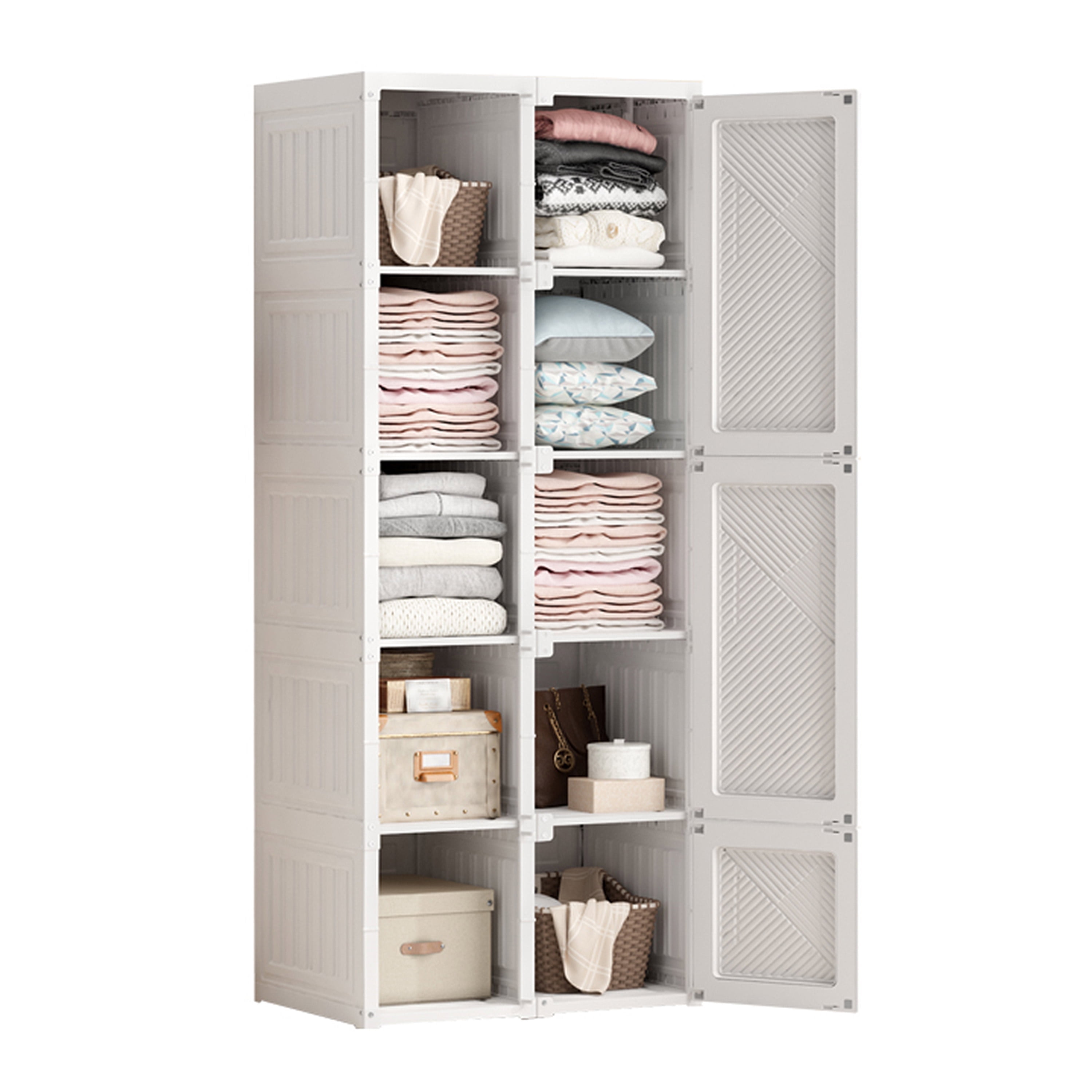 ANTBOX Foldable Plastic Armoire Wardrobe Closet with Magnetic Doors 10 ...