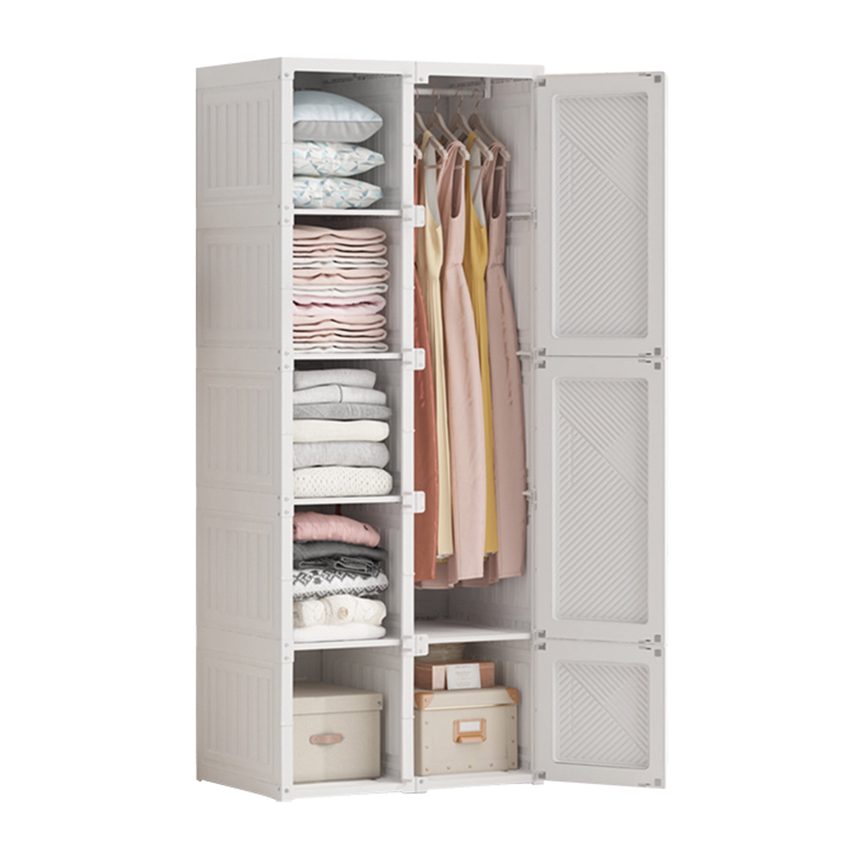 ANTBOX Foldable Plastic Armoire Wardrobe Closet with Magnetic Doors 6 ...