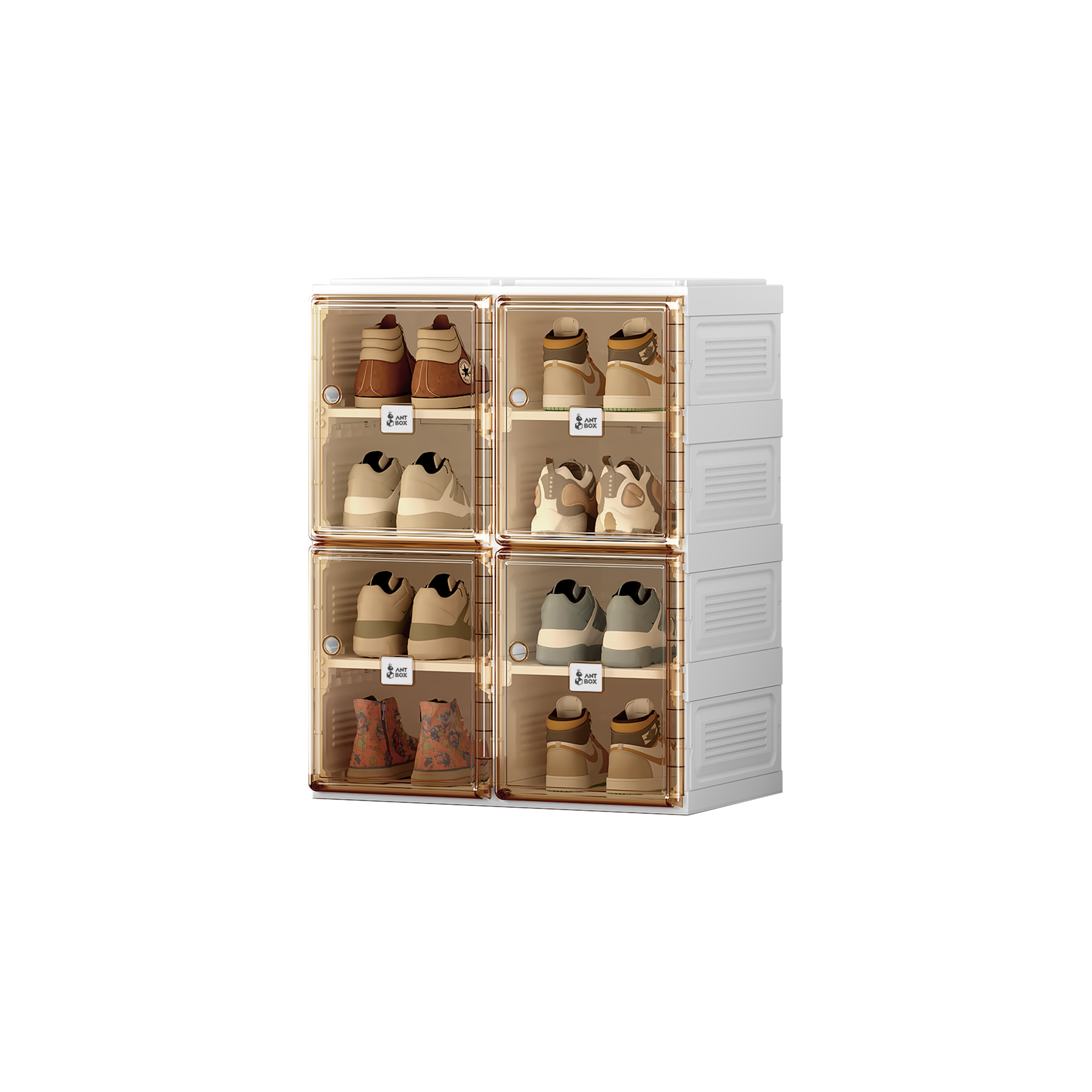 ANTBOX Foldable Shoe Rack Organizer, Stackable Shoe Shelves with Clear ...