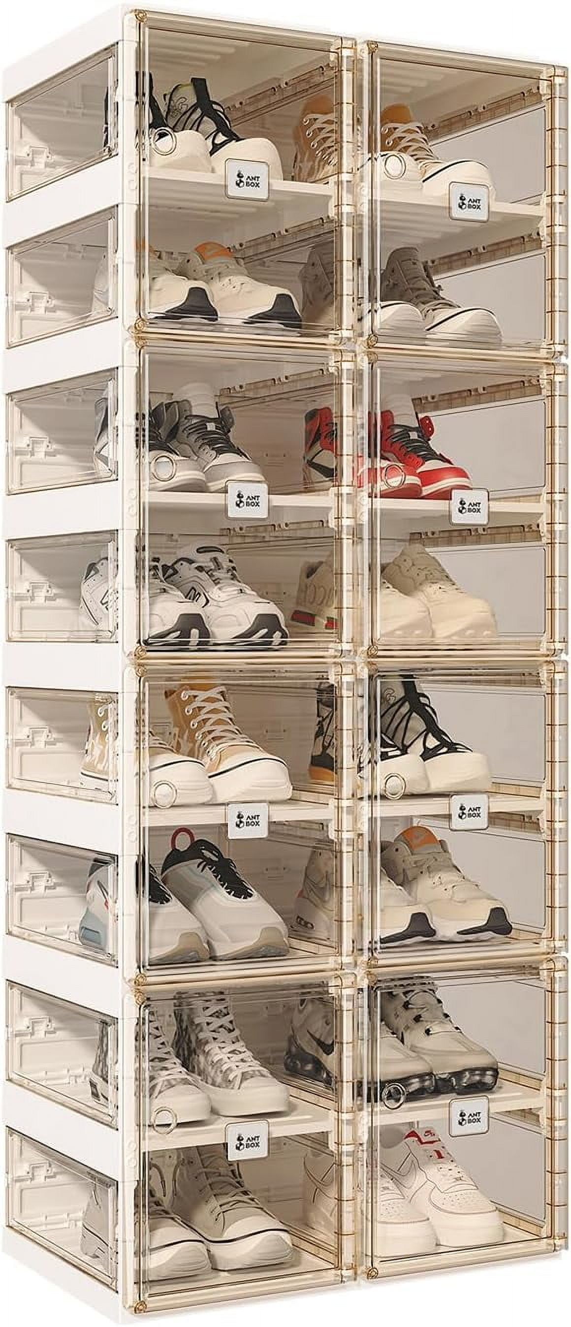 ANTBOX Foldable Shoe Rack,Shoe Organizers for Closet Plastic Shoe ...