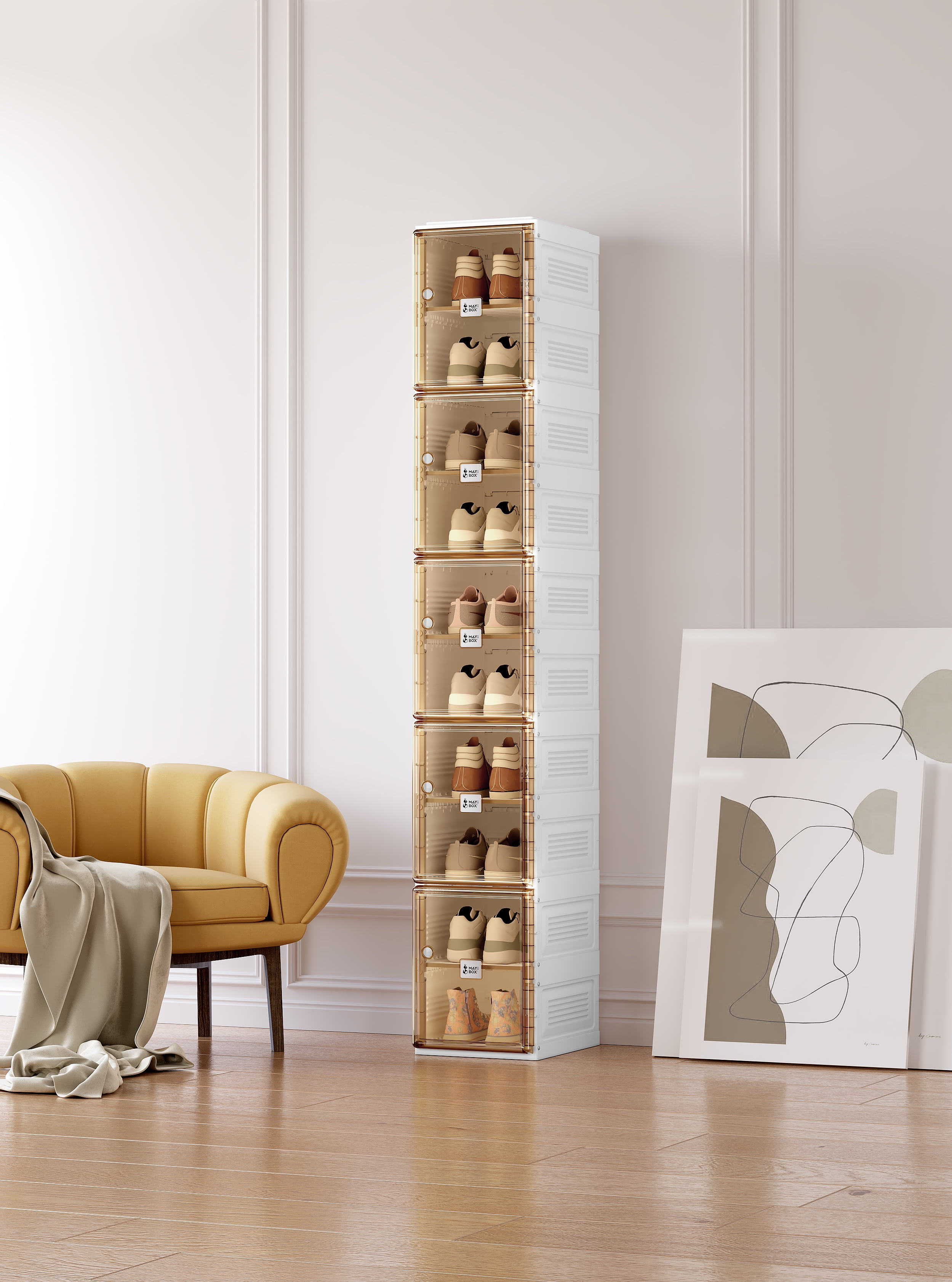 ANTBOX Portable Shoe Organizer with Clear Magnetic Doors for Entryway ...