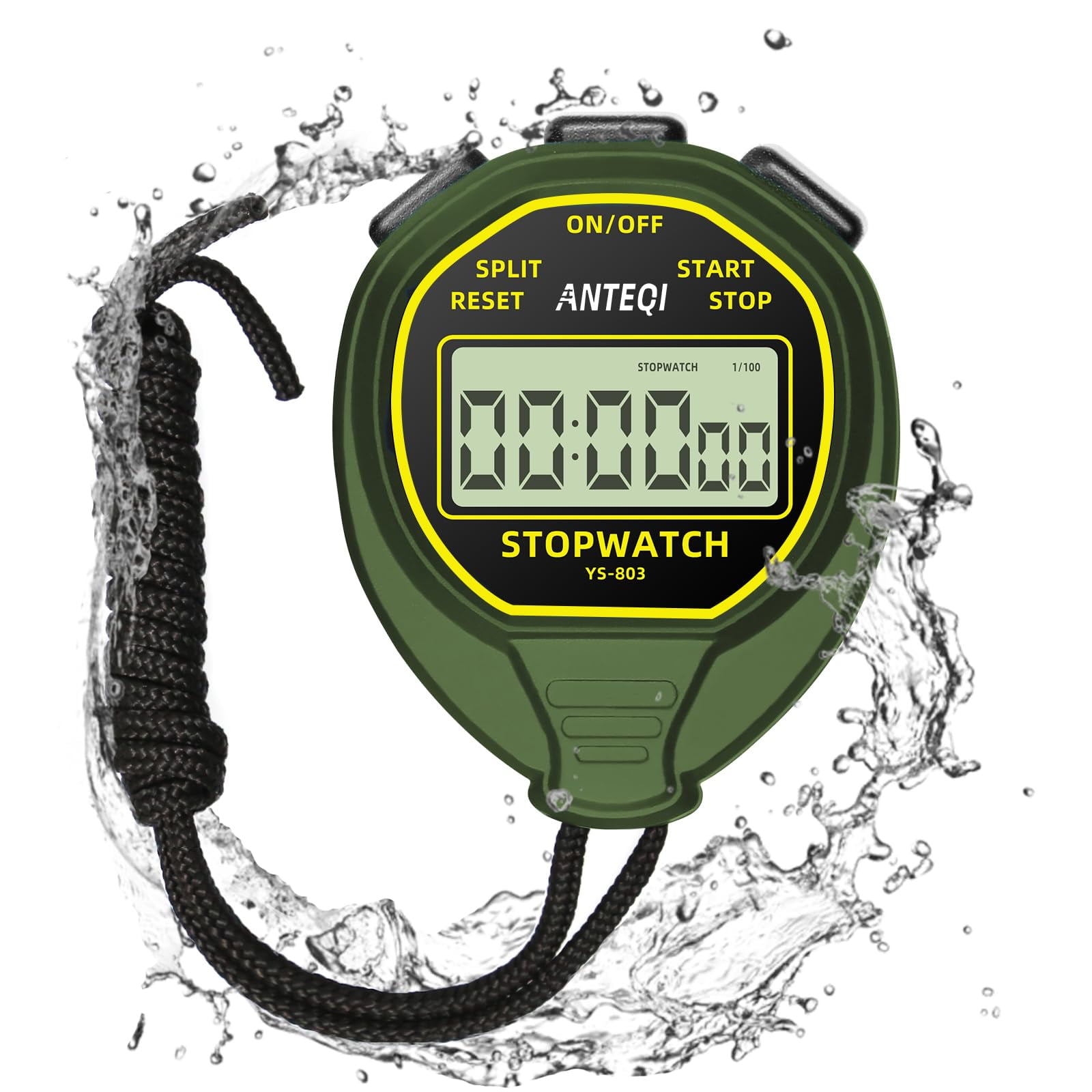 ANTEQI Waterproof Stopwatch, Large Display Simple Silent Stop Watch ...