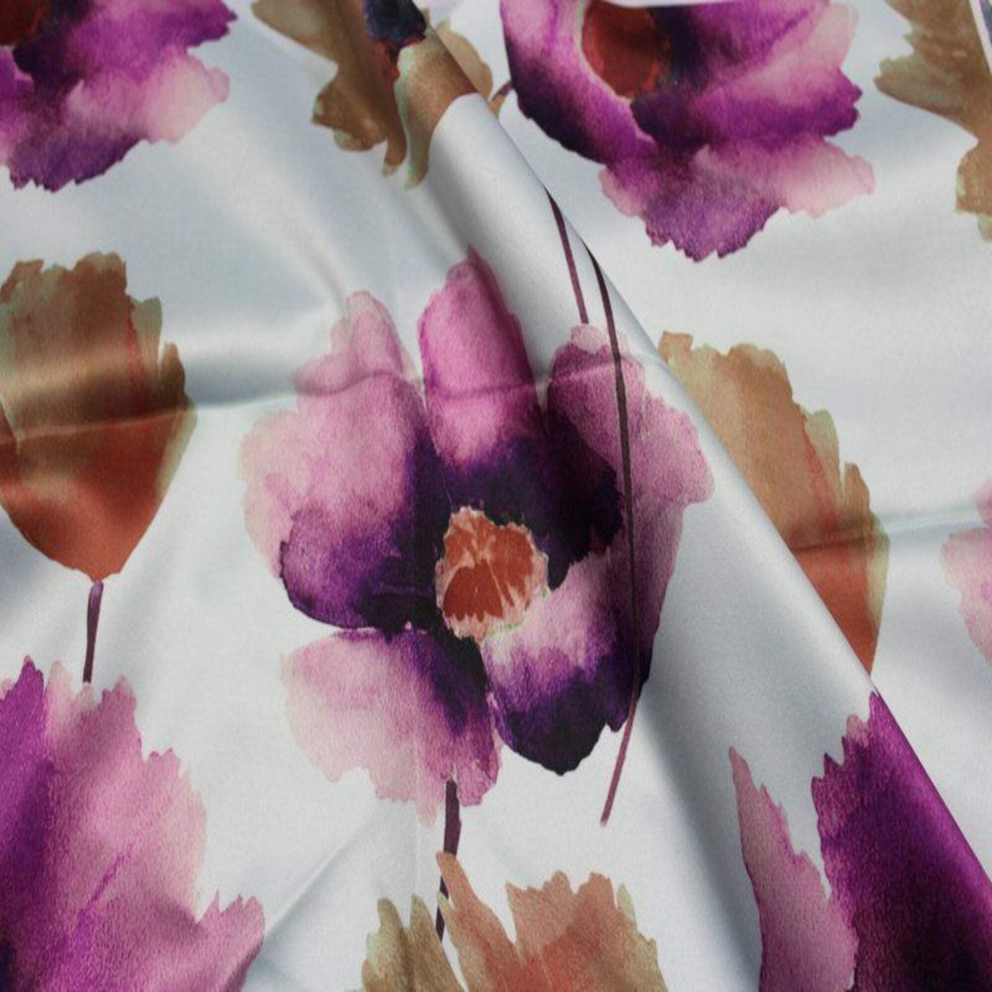 ANTHIUM - Floral Digital Print Satin Fabric - Cotton Hand - 58 Inch. in ...