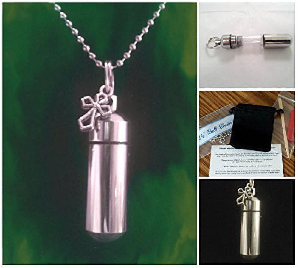ANTIQUE CROSS Anointing Oil or Holy Water Holder on Ball Chain with ...