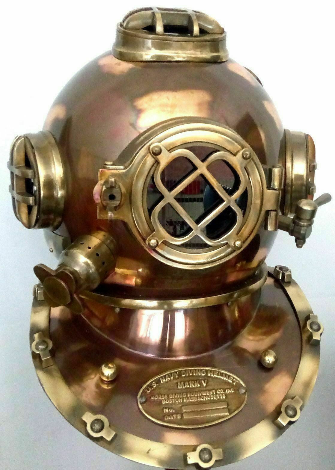 ANTIQUE DIVING DIVERS HELMET US NAVY MARK V SHIP COPPER DIVING HELMET ...