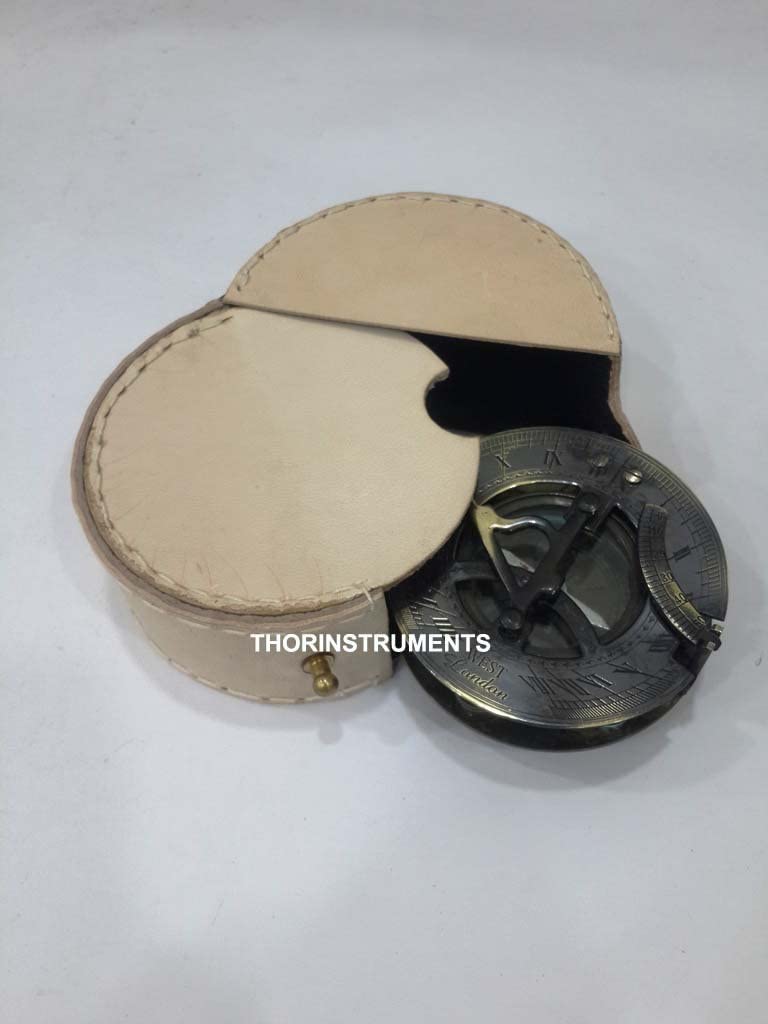 ANTIQUE NAUTICAL SUNDIAL COMPASS WITH WHITE LEATHER CASE FREE - Walmart.com