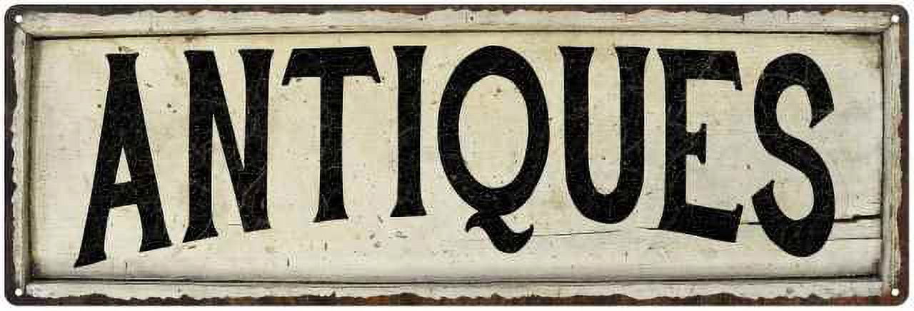 ANTIQUES Farmhouse Style Wood Look Sign Gift 8x24 Metal Decor ...