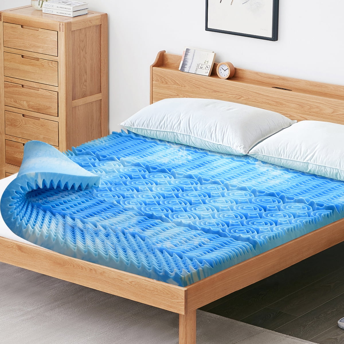ANTJUMPER Gel-Infused 3 Inch 5-Zone Memory Foam Mattress Topper, Queen ...