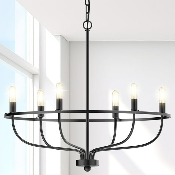 Height Adjustable Mid-Century Chandelier with 6 Lights - Stylish ...