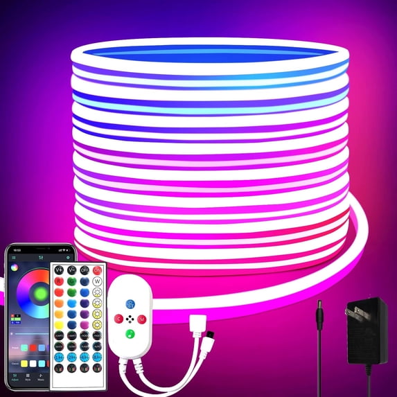 LABOREDUCER, Indoor/Outdoor LED Rope Lights, 32.8 ft, Waterproof RGB ...