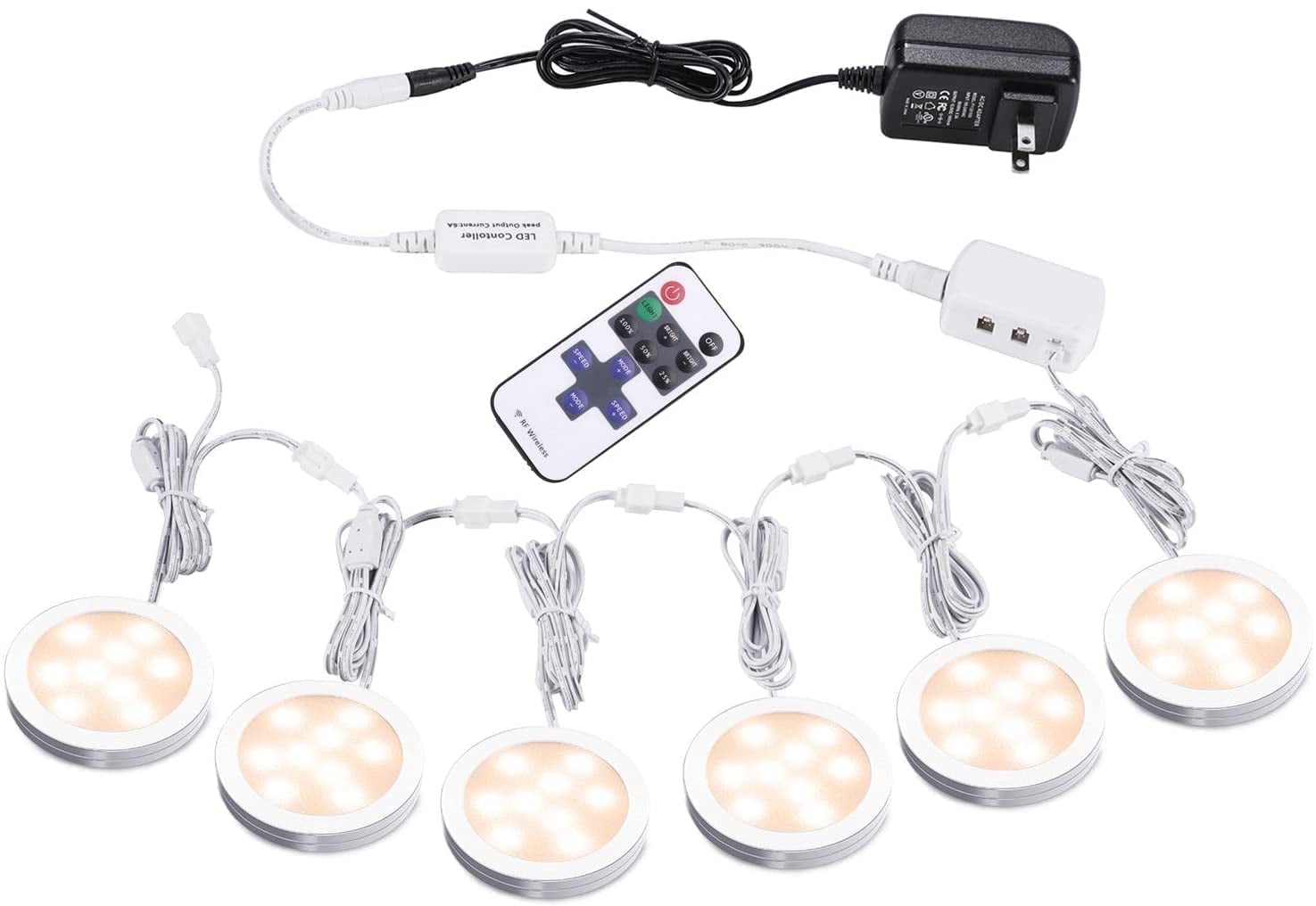 Linkable Under Cabinet LED Puck Lights - 12V Slim Aluminum, Dimmable ...