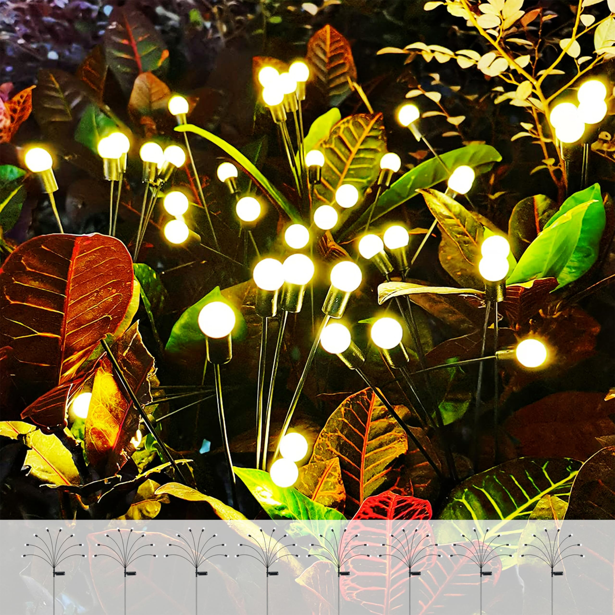 ANTQUE (8 Pack 64 LED) Firefly Light, New Upgraded Swaying Starburst ...