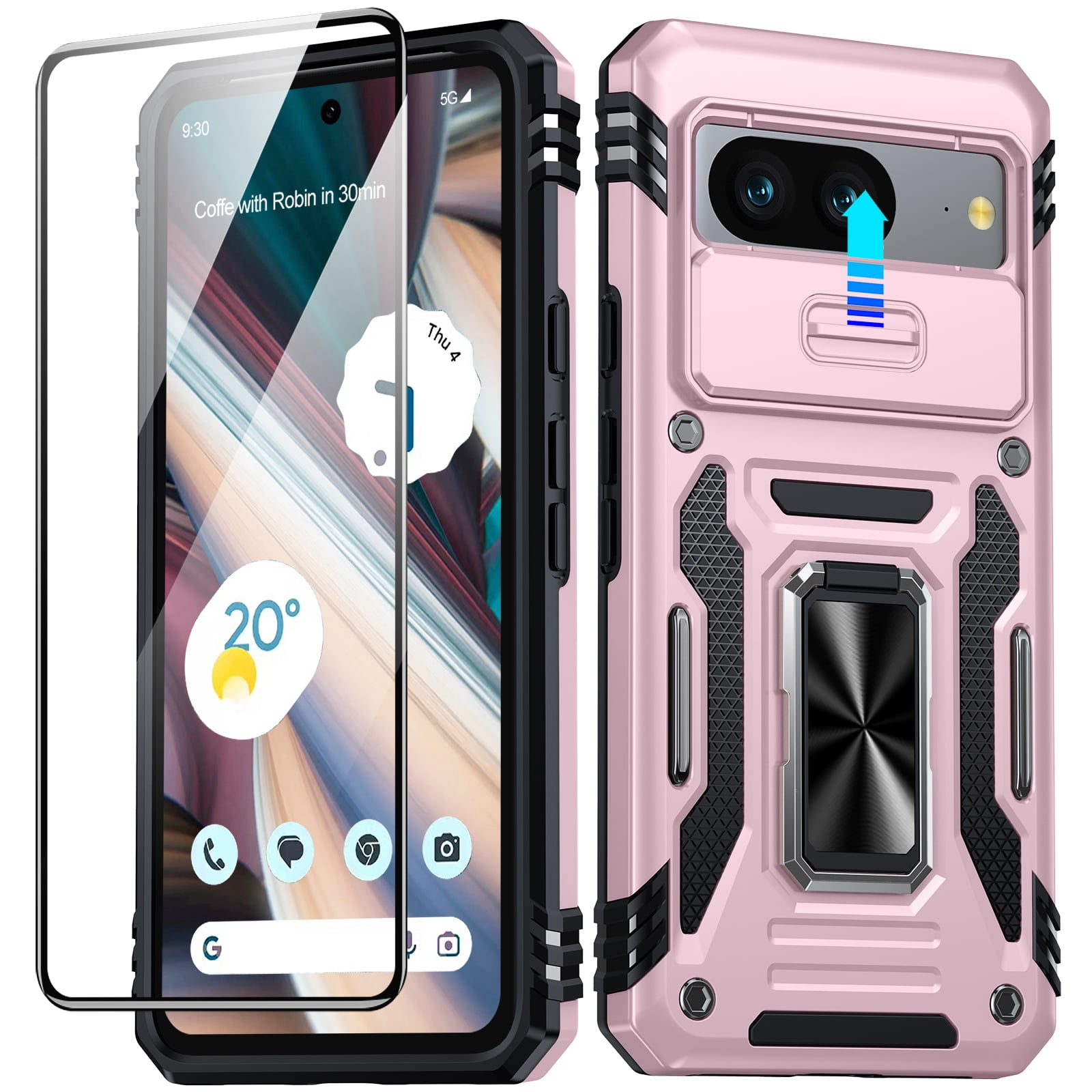 ANTSHARE for Google Pixel 8 Case, Slide Cover Camera Protection Shockproof Drop Protection Phone ...