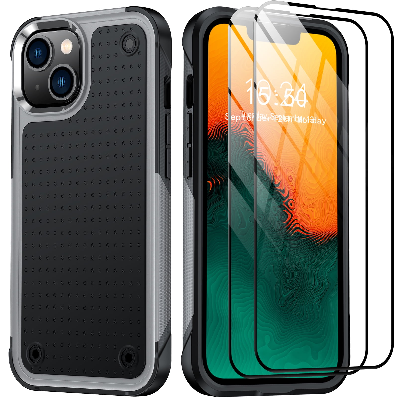 ANTSHARE for iPhone 14 Case, 2-Pack Screen Protector & Shockproof Phone ...