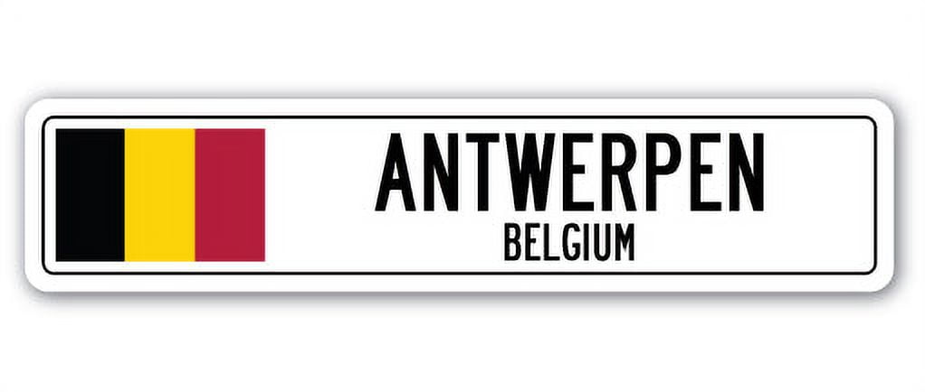 ANTWERPEN BELGIUM Street Sign Belgian flag city country road wall gift ...