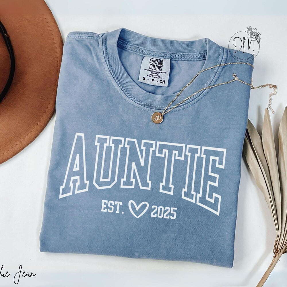 ANUNSHIRT Auntie Shirt Auntie Established Shirt Promoted To Auntie Est Shirt New Aunt Mothers ...