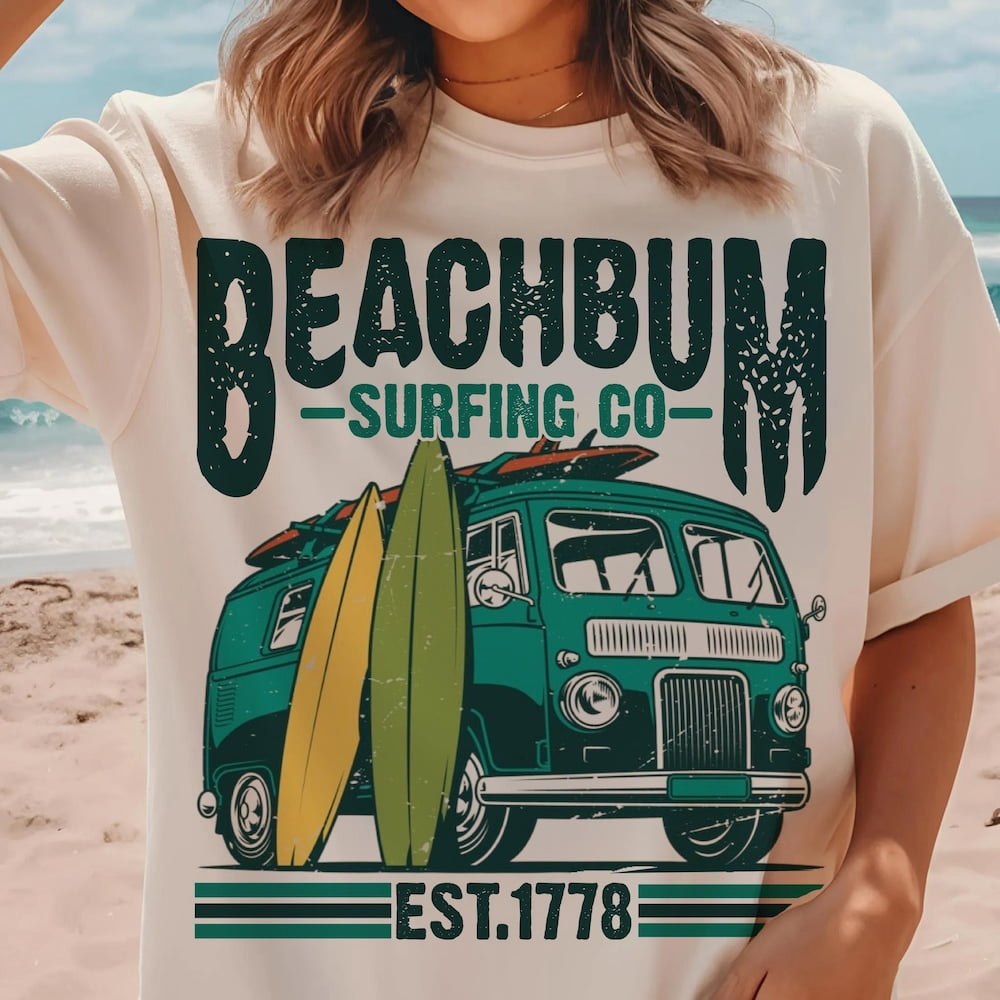 ANUNSHIRT Beach Bum Surfing Co Shirt, Surfing Shirt, Retro Surfing ...