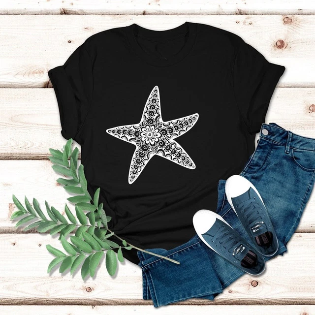 ANUNSHIRT Beach Tee, Cute Starfish Mandala, Starfish Zentangle Design ...