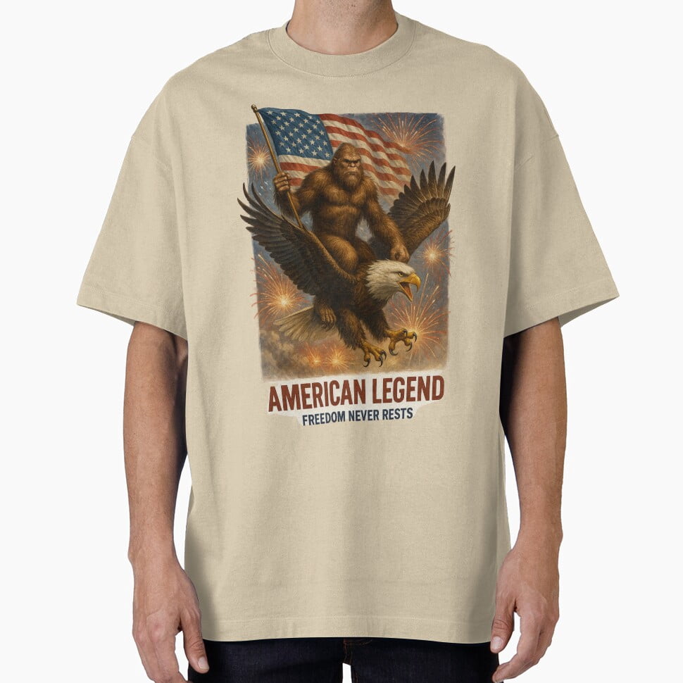 ANUNSHIRT Bigfoot Riding Eagle American Legend Patriotic 4Th Of July ...