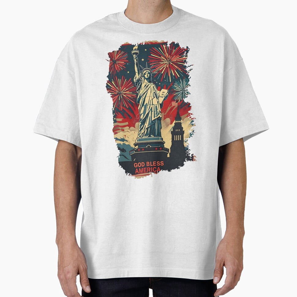 ANUNSHIRT God Bless America Vintage 4Th Of July Fireworks T-Shirt, Gift ...