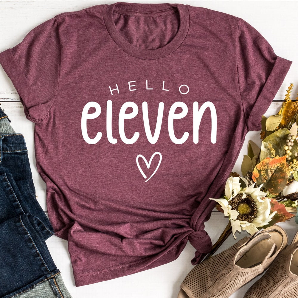 ANUNSHIRT Hello Eleven Shirt For Birthday Party, 11Th Birthday Girl ...