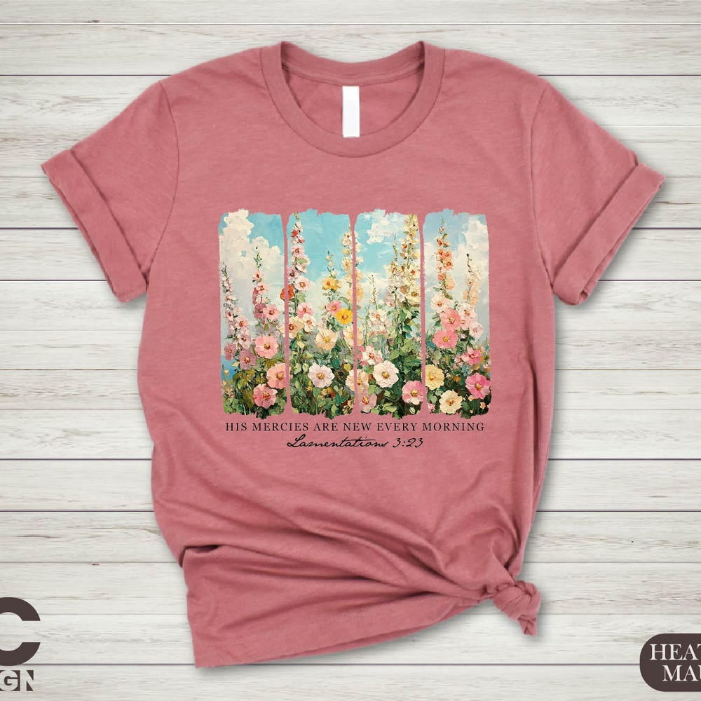 ANUNSHIRT His Mercies Are New Every Morning T-Shirt, Retro Floral ...
