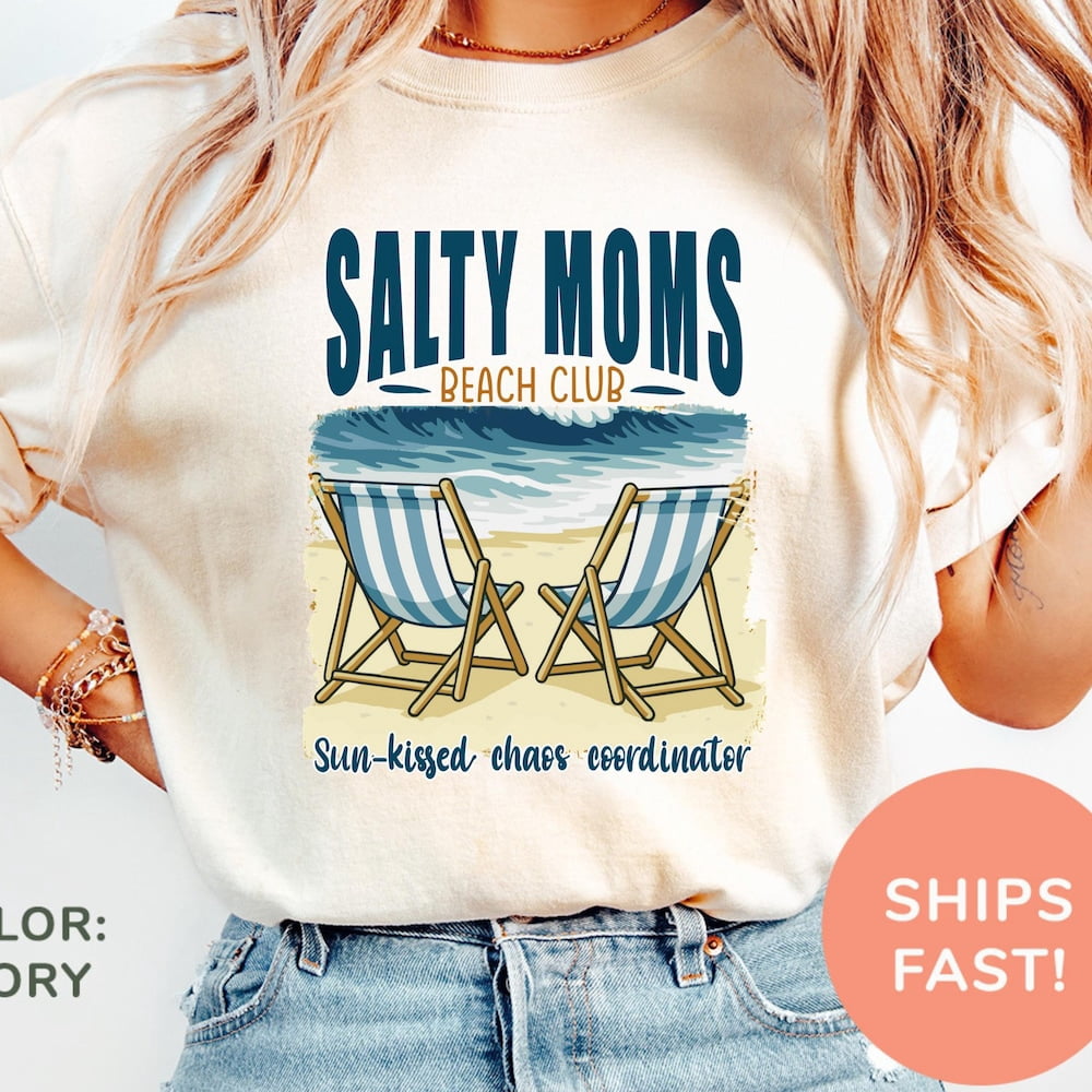 ANUNSHIRT Salty Moms Beach Club Shirt, Summer Vacation Shirt, Mother'S ...