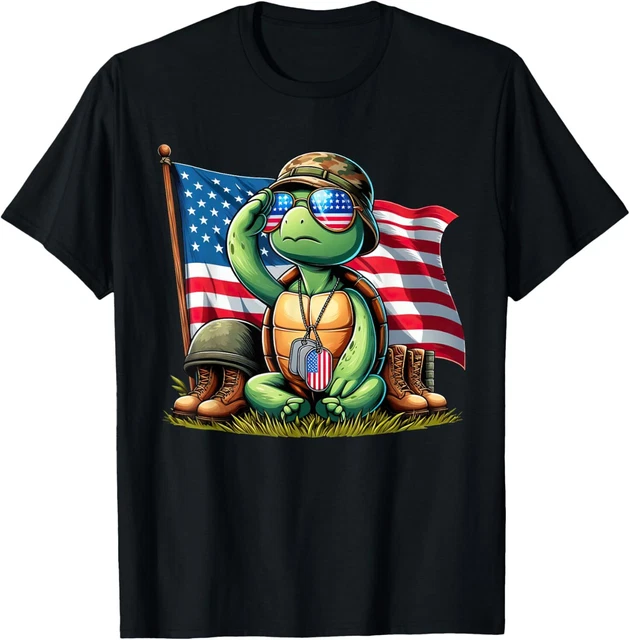 ANUNSHIRT Salute Turtle American Usa Flag Memorial Day 4Th Of July T ...