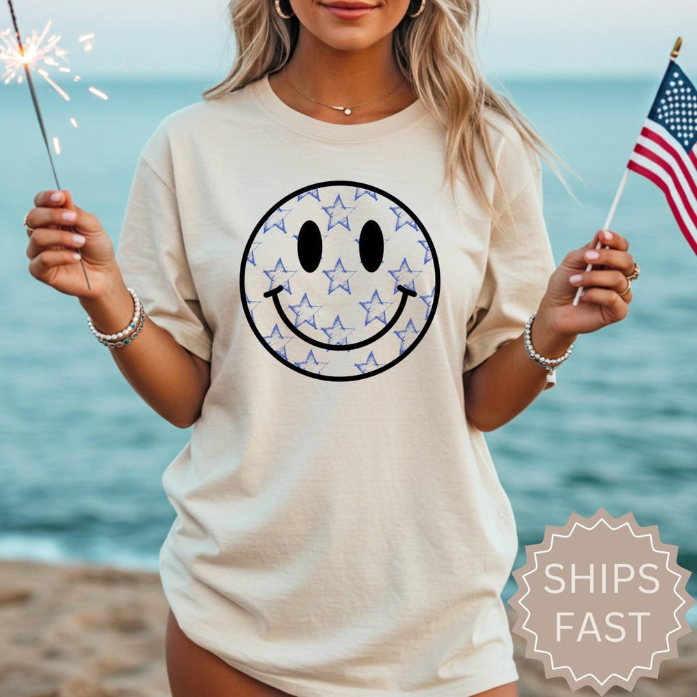 ANUNSHIRT Tee, 4Th Of July Happy Face Shirt, Vintage Graphic Tee ...