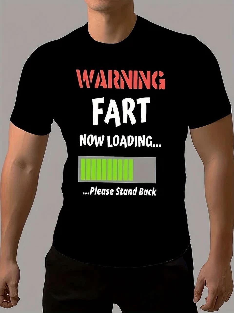 ANUNSHIRT Warning Fart Now Loading Graphic T-Shirt - Black Crew Unisex ...