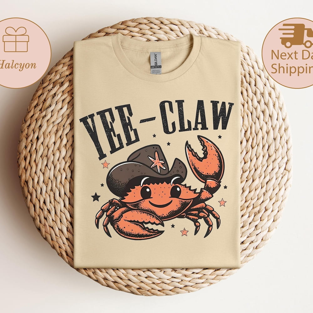 ANUNSHIRT Yee Claw T-Shirt, Funny Cowboy Crab Tshirt, Yee Haw Crab Tee, Claw T-Shirt, Cowboy ...