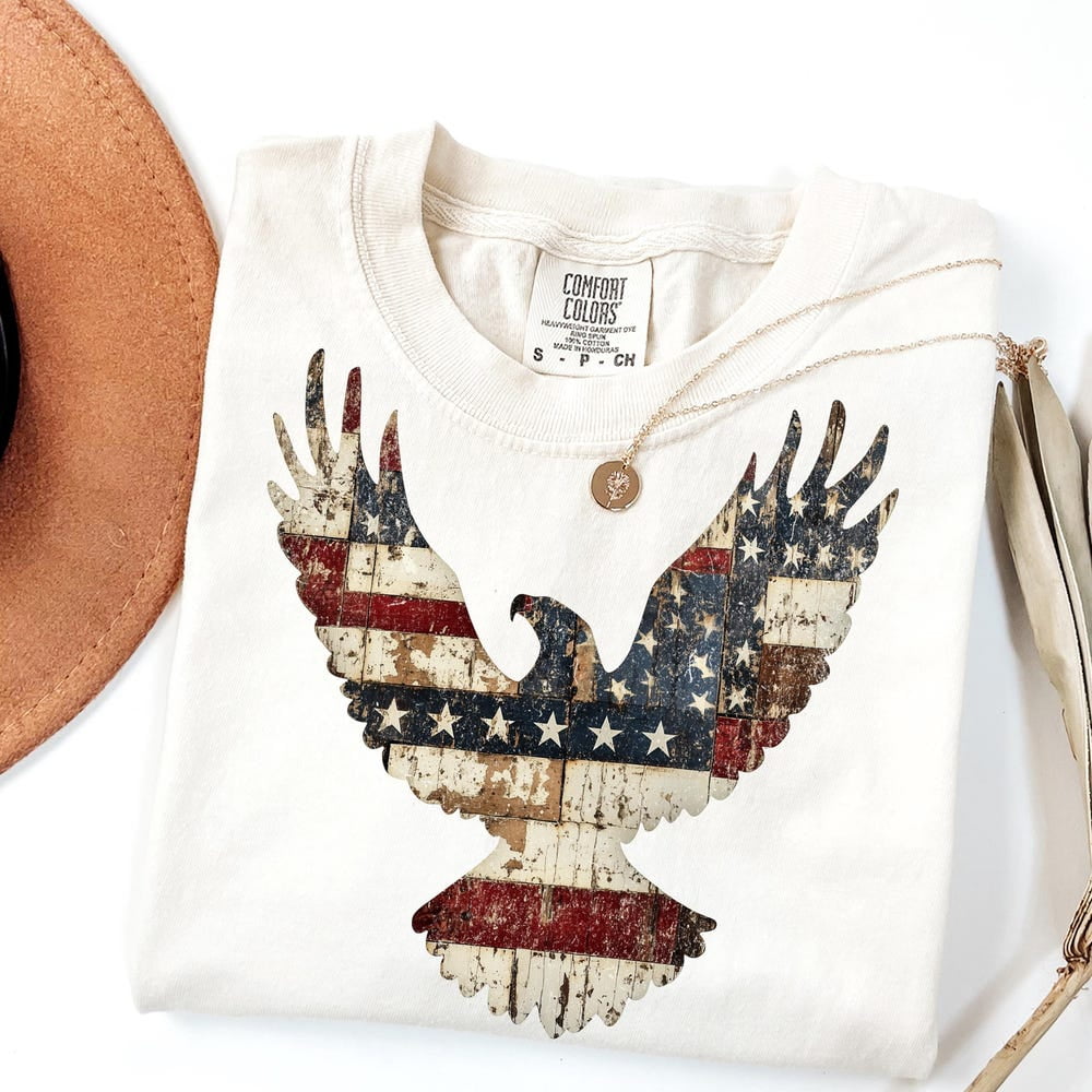 ANUNSHIRT eagle america patchwork Shirt, retro 4th Of July Shirt ...