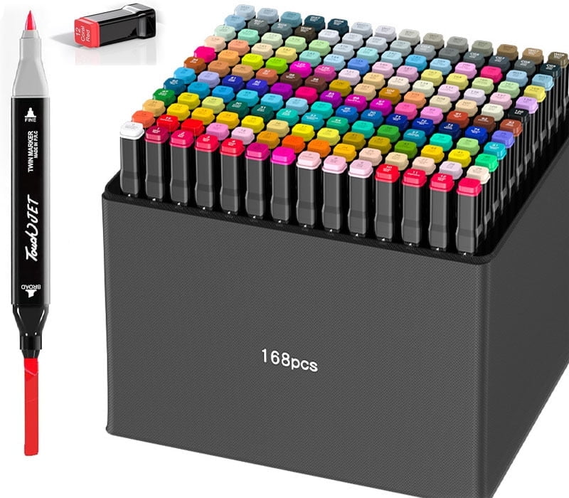 ANUNU 168Colors Alcohol Markers Sets, Dual Tip Art Markers，Drawing ...