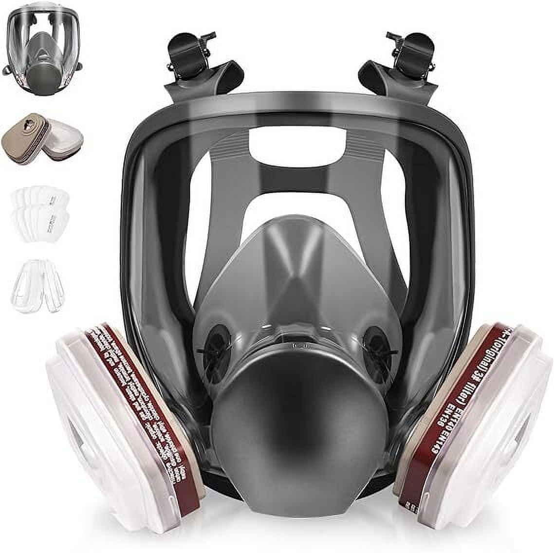 ANUNU Reusable Full Face Respirator Mask Silicone Gray with Dual ...